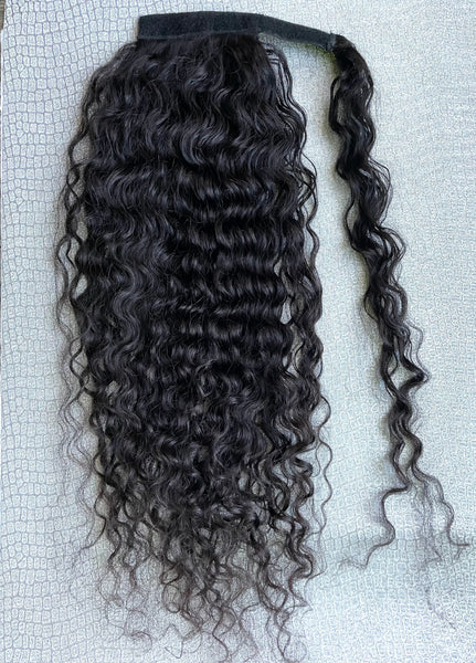 TVH UNIT TAIL (DEEP CURLY WRAP AROUND PONY TAIL) – Tiana’s Virgin Hair Bar